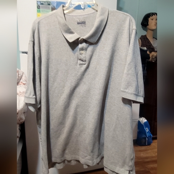 Basic Editions | Shirts | Basic Edition Mens Size3xl Grey Pullon Shirt Collared 2 Button Closure ...